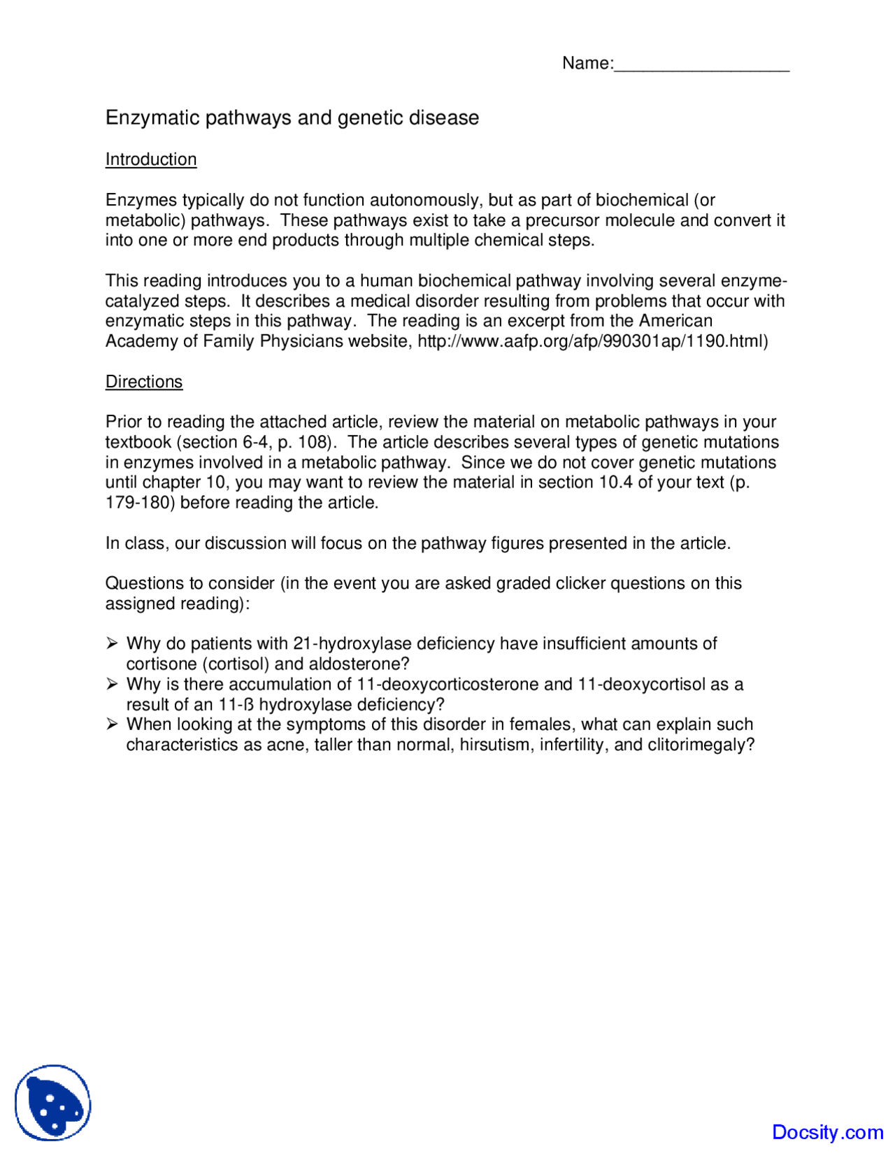 Enzymatic Basic Biology Lecture Notes Docsity