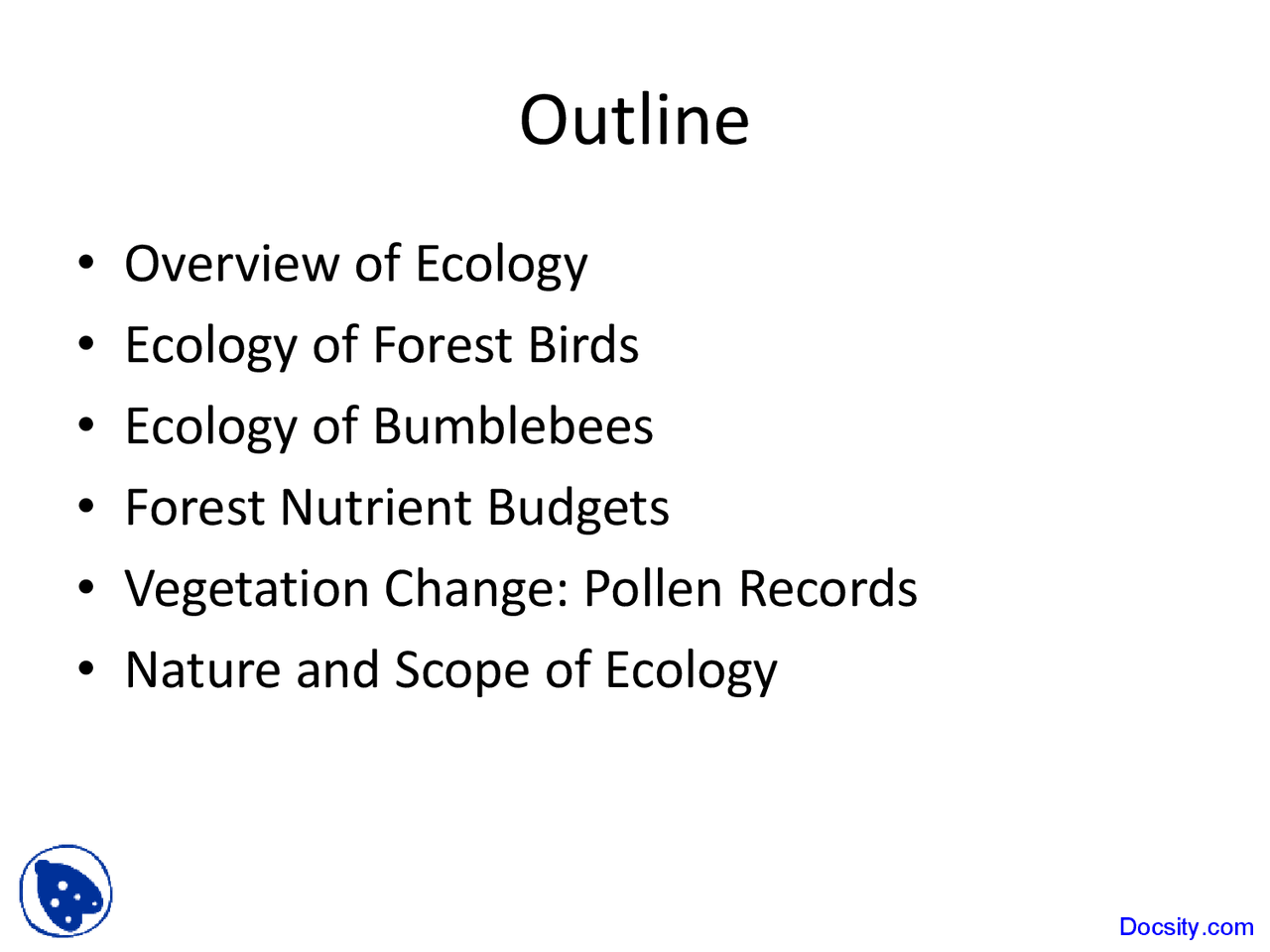 Overview Of Ecology General Ecology Lecture Slides Docsity