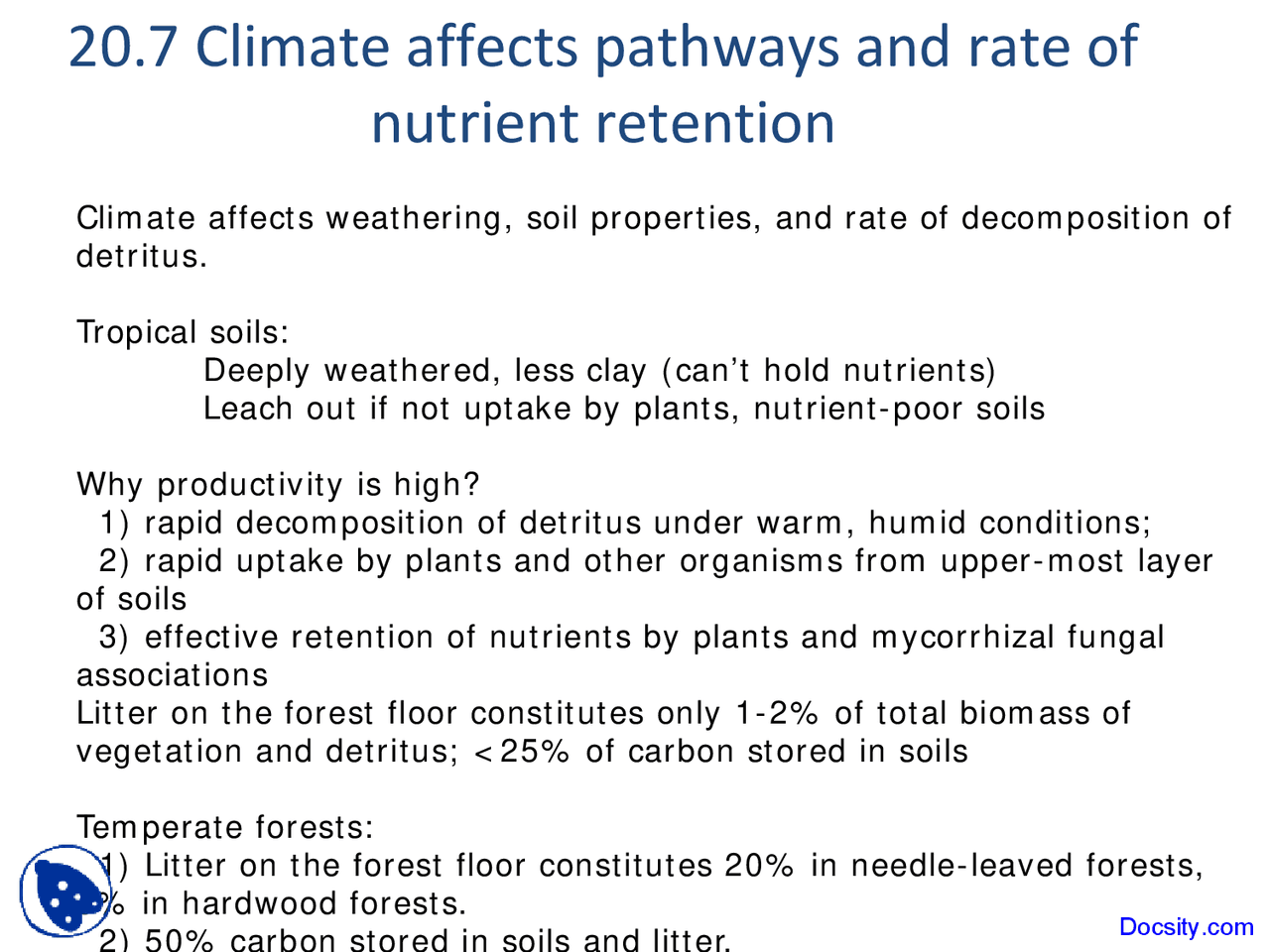 Rate of Nutrient Retention - Principles of Ecology - Lecture Slides ...