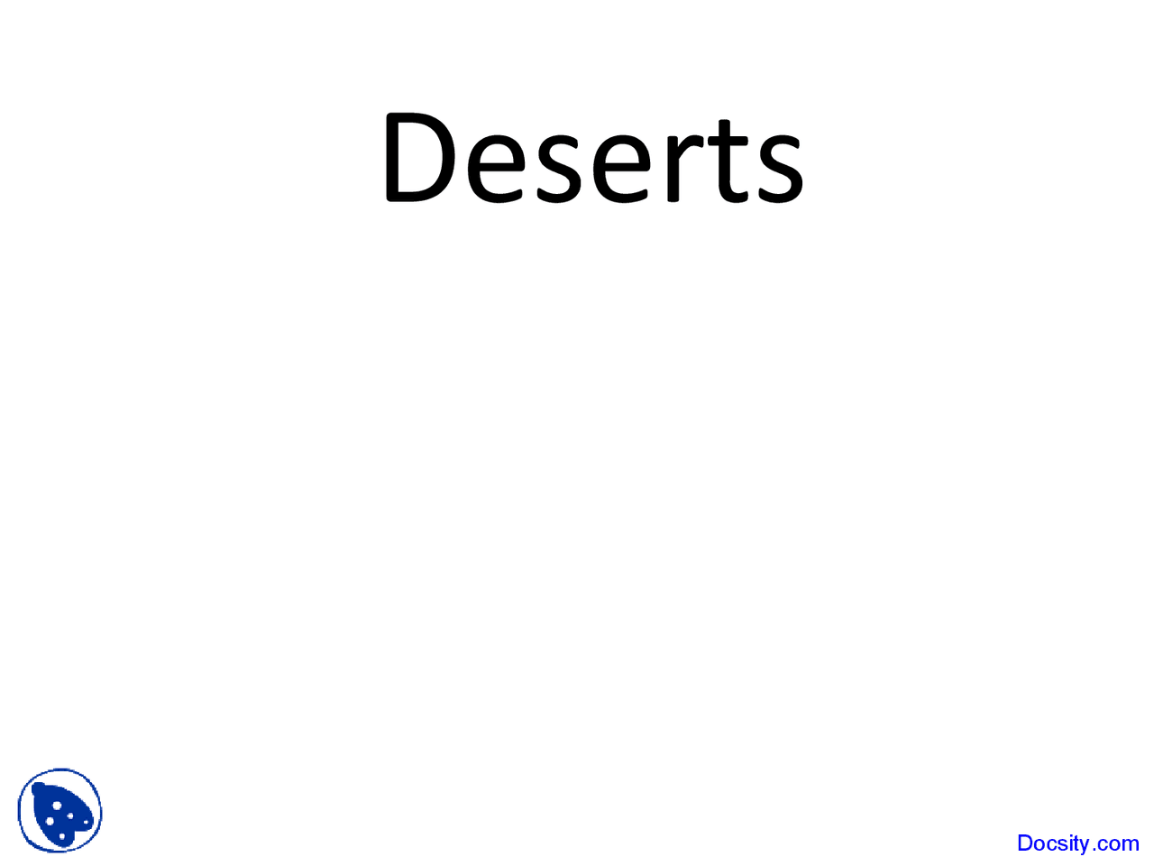 Deserts General Ecology Lecture Slides Docsity