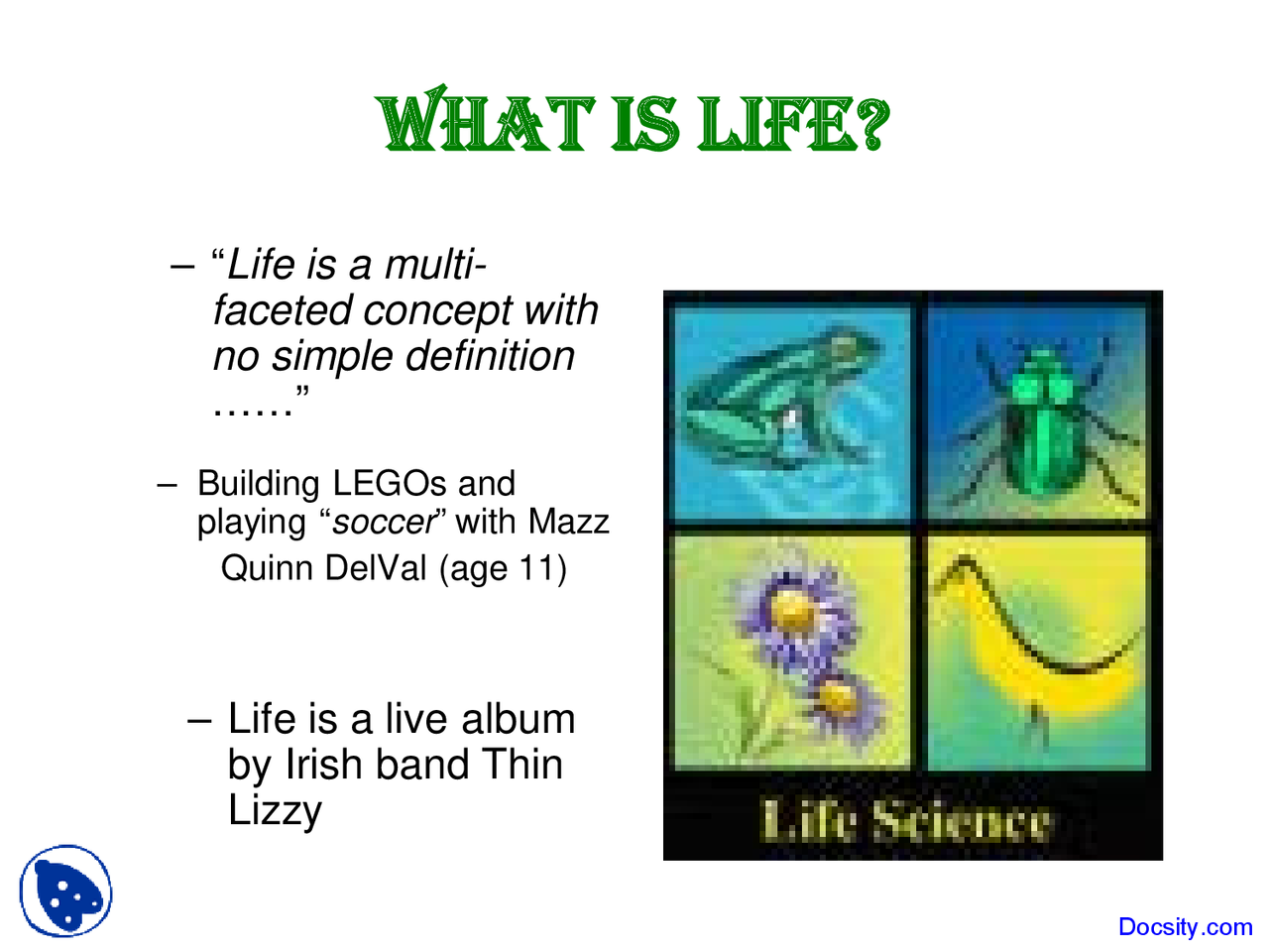 Life Todays Biology Lecture Slides Docsity