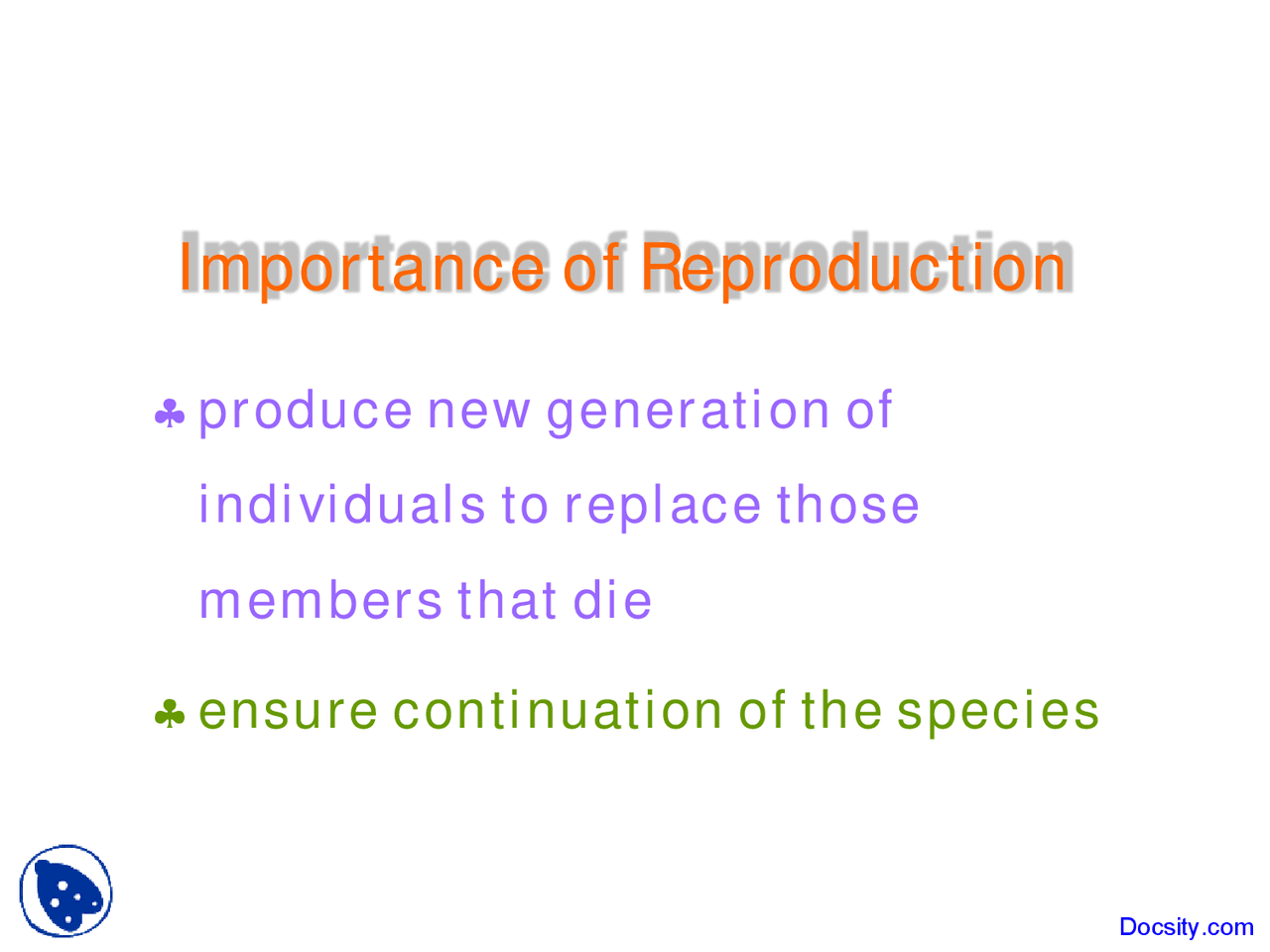 Importance of Reproduction - Different Branches of Biology - Lecture ...