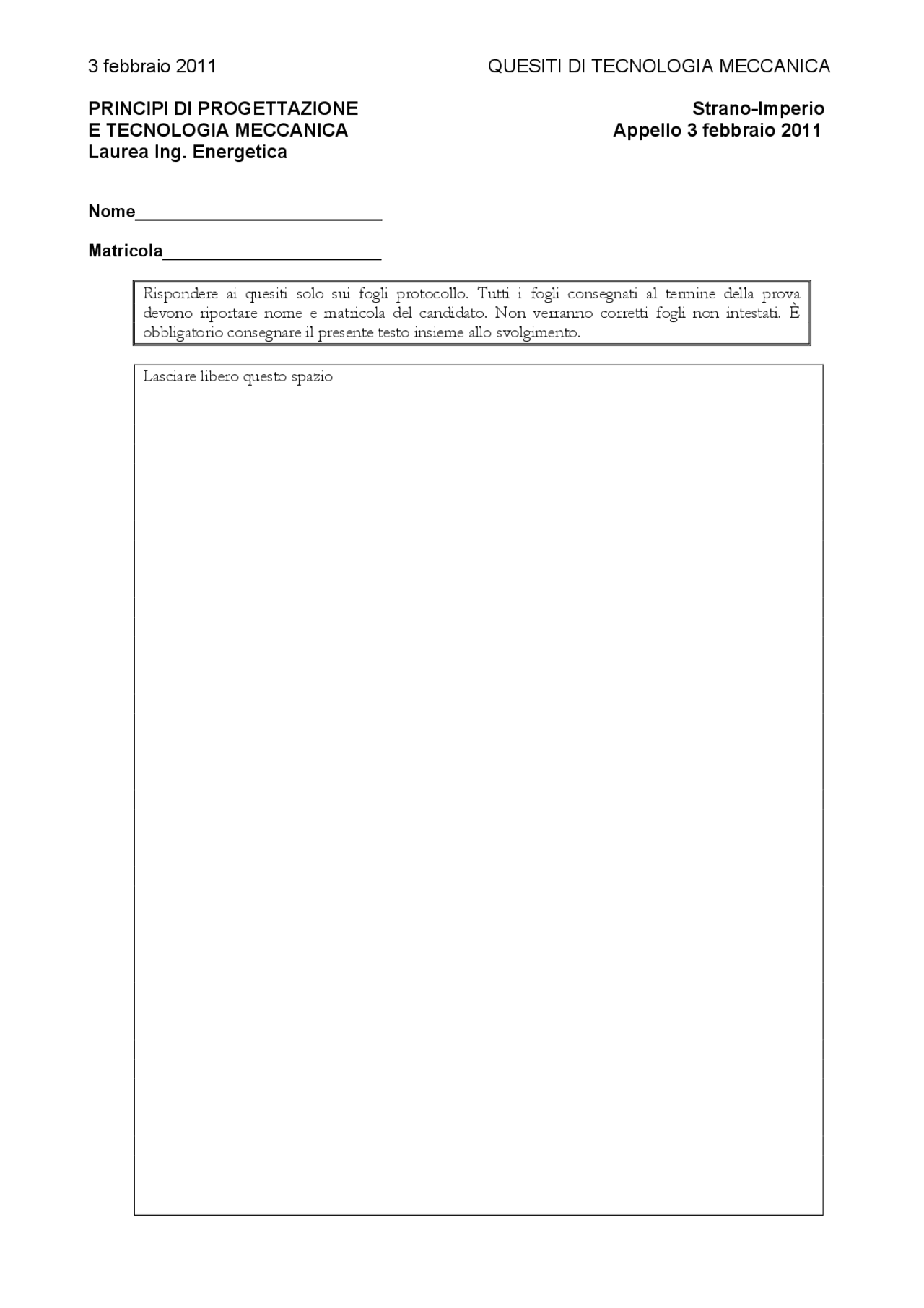 Esame Tecnologia Meccanica 6 Docsity