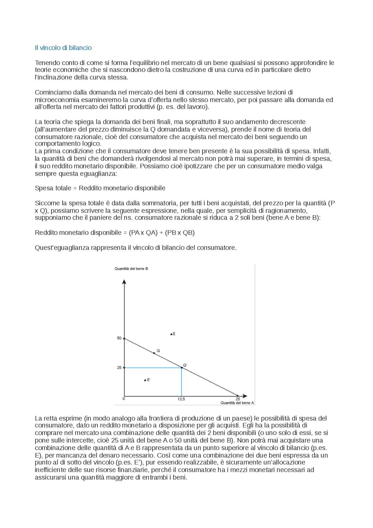 Il Vincolo Di Bilancio Schemi Microeconomia Schemi E Mappe