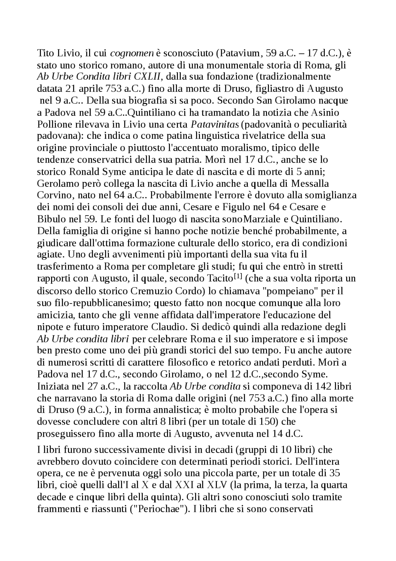 Tito Livio Vita E Opere Diritto Romano Docsity