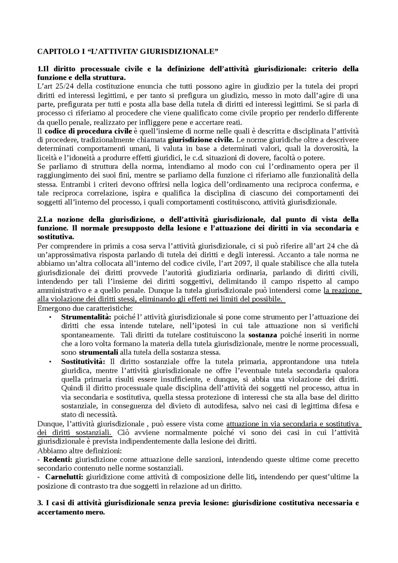 Procedura Civile Riassunto I Capitolo Docsity