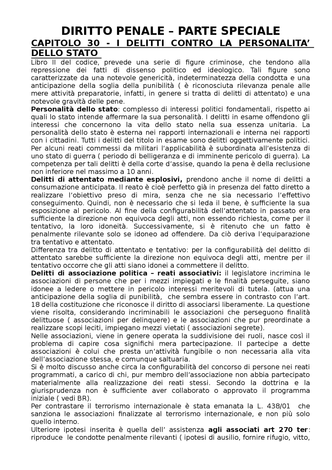 Riassunto Diritto Penale Parte Speciale Docsity