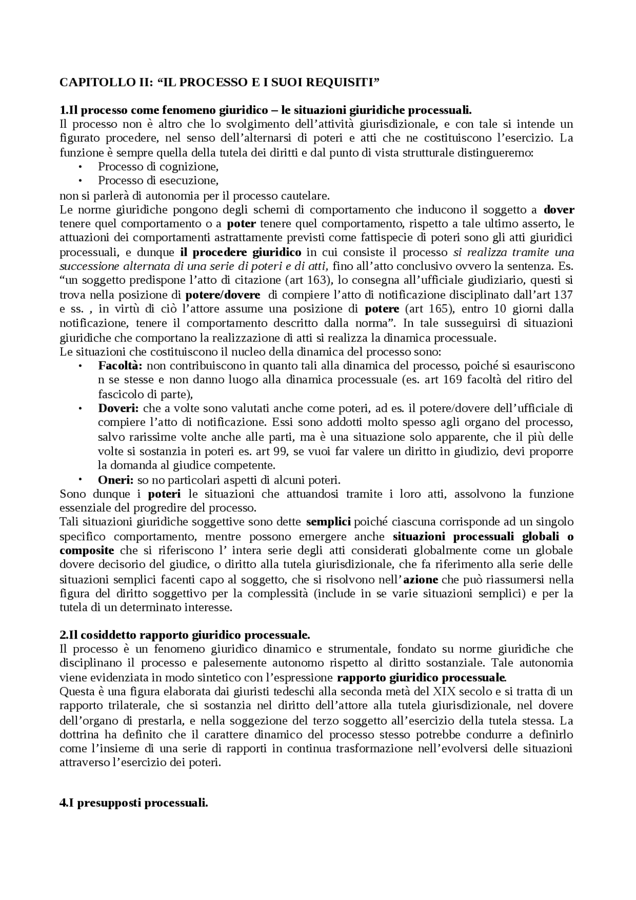 Il Processo E I Suoi Requisiti Procedura Civile Riassunto Ii