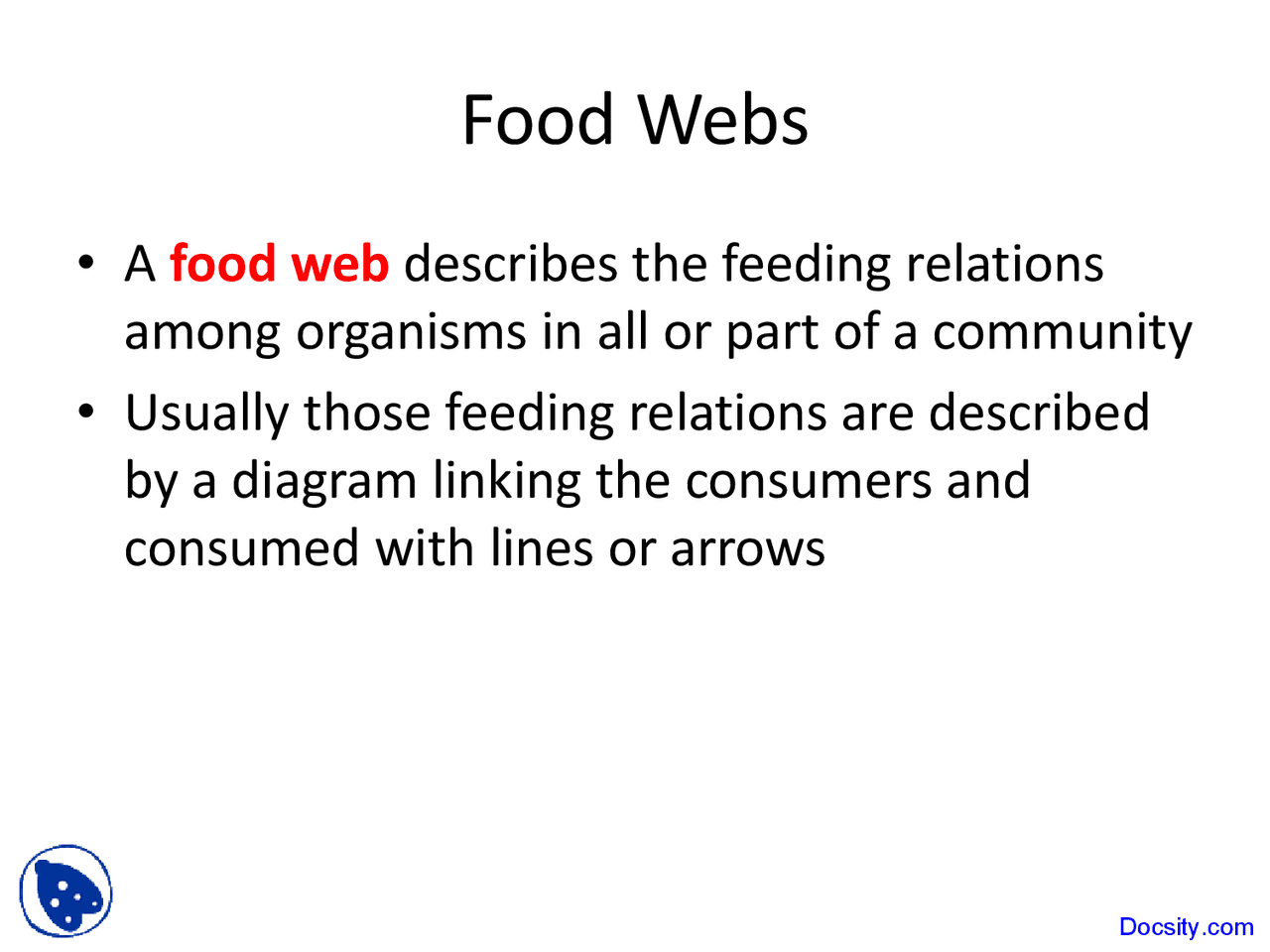 Food Webs Introduction To Community Ecology Lecture Slides Docsity