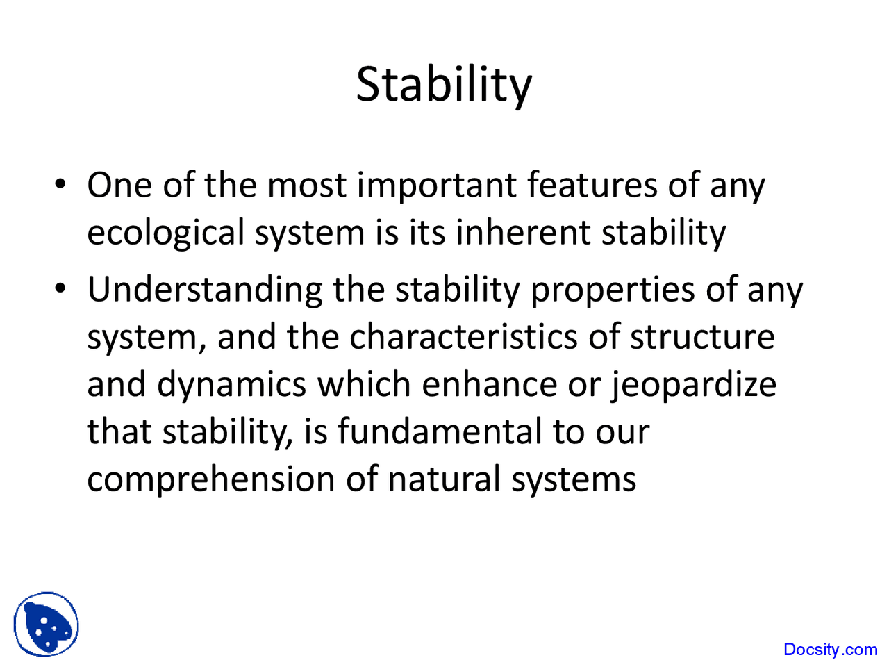 Stability - Introduction to Community Ecology - Lecture Slides | Slides Ecology and Environment ...