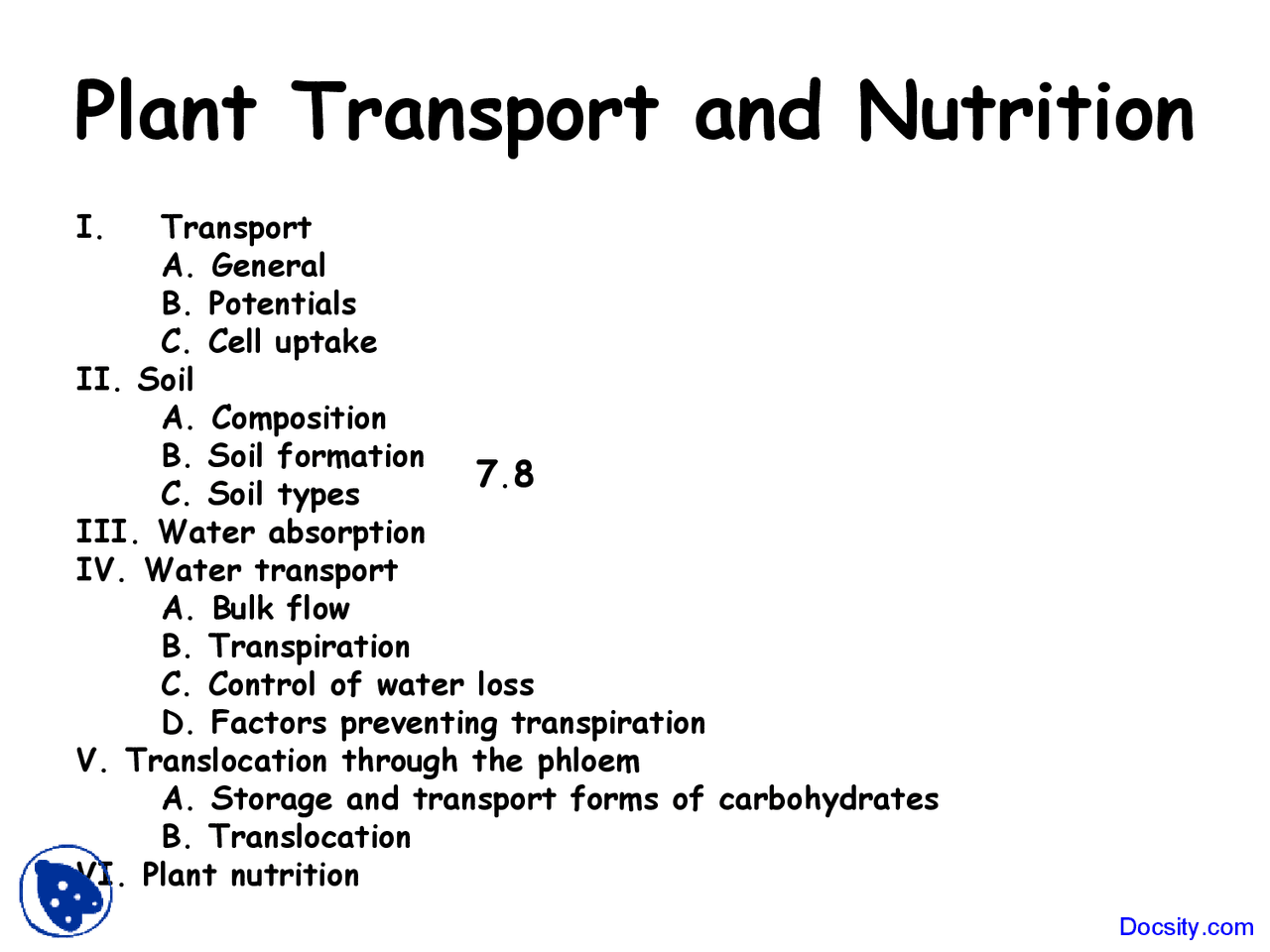 Plant Transport and Nutrition - Plant Biology - Lecture Slides - Docsity