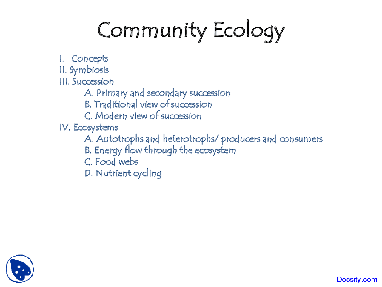 Community Ecology Plant Biology Lecture Slides Docsity