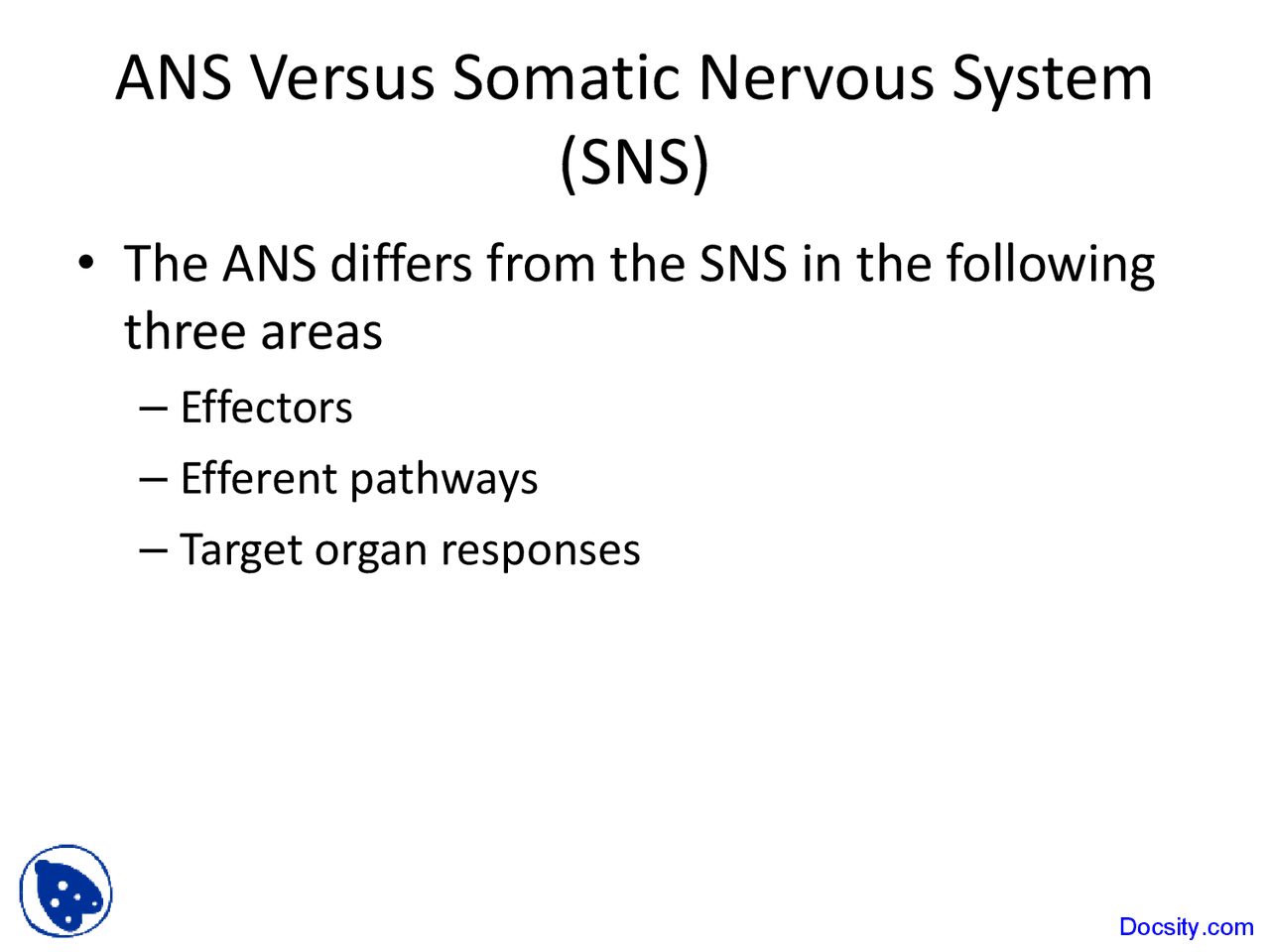 Somatic Nervous System Physiology And Anatomy Lecture Slides Docsity