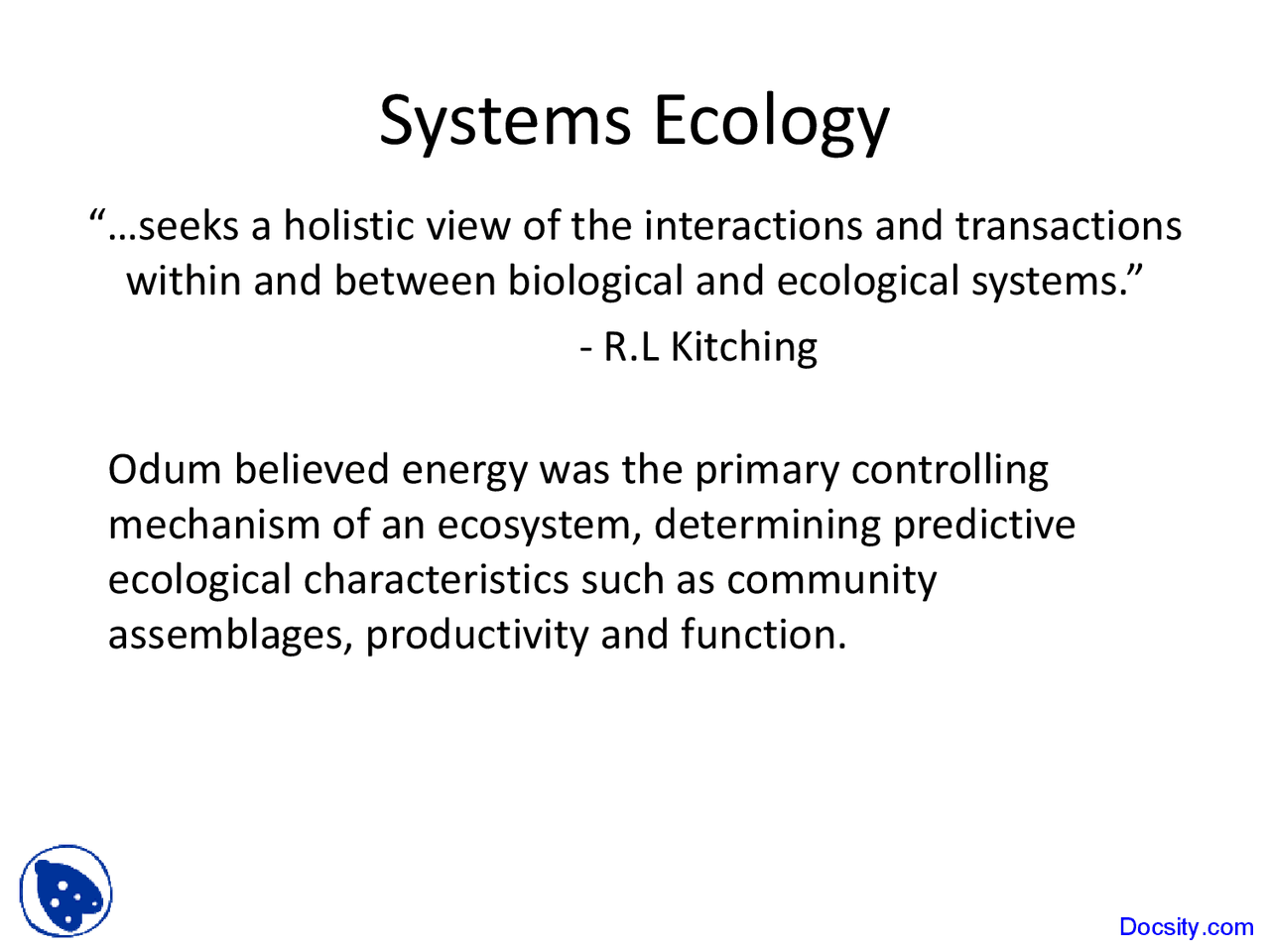 Systems Ecology Introduction To Community Ecology Lecture Slides