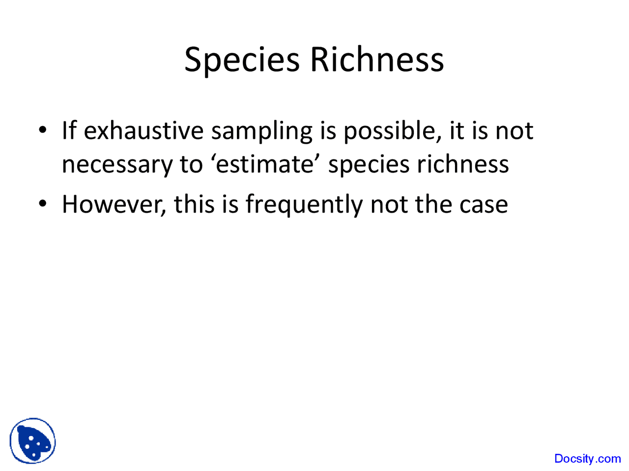 Species Richness - Introduction to Community Ecology - Lecture Slides ...