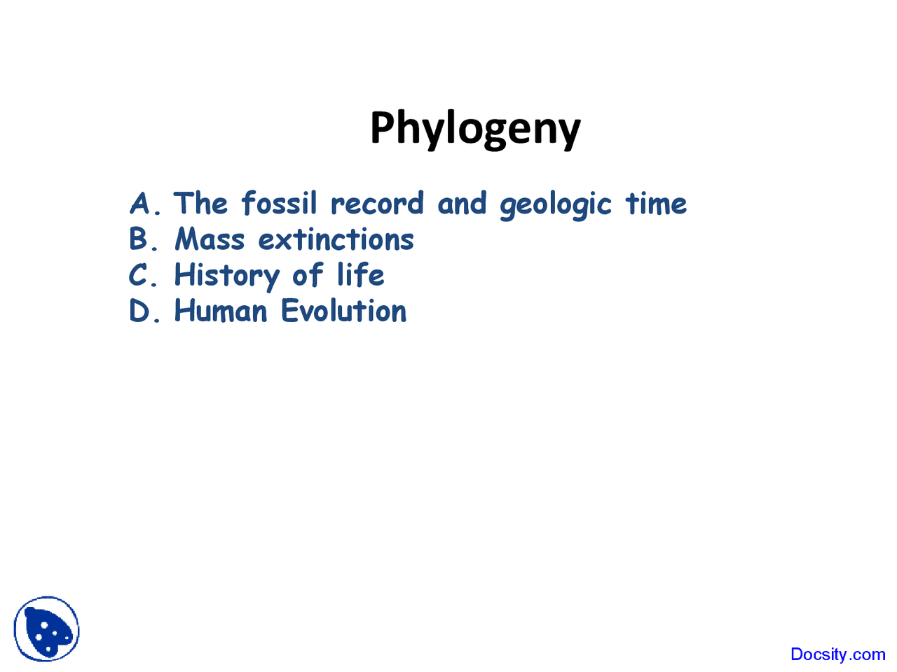 Phylogeny - Plant Biology - Lecture Slides - Docsity