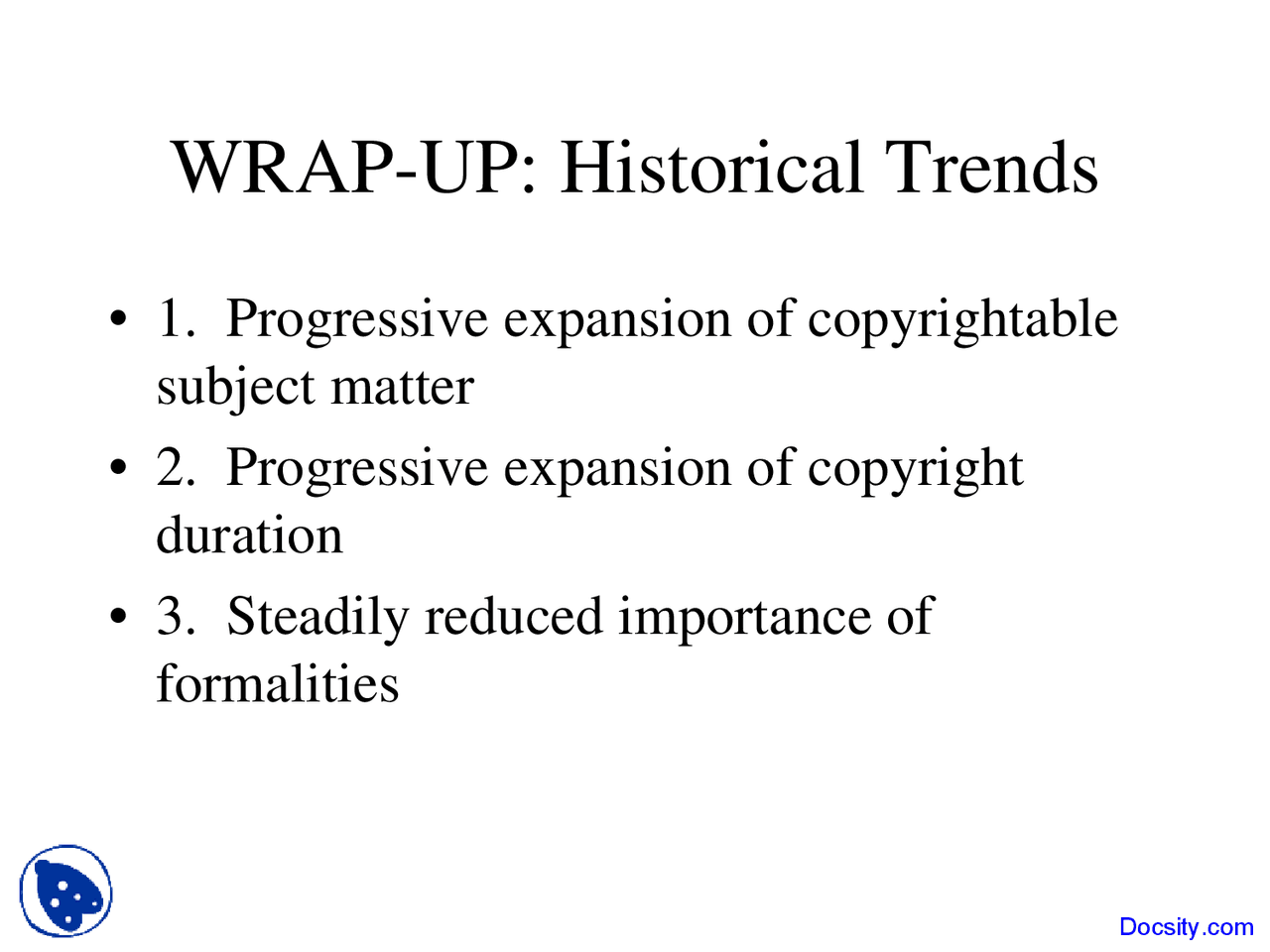 Historical Trends Copyright Law Lecture Slides Docsity
