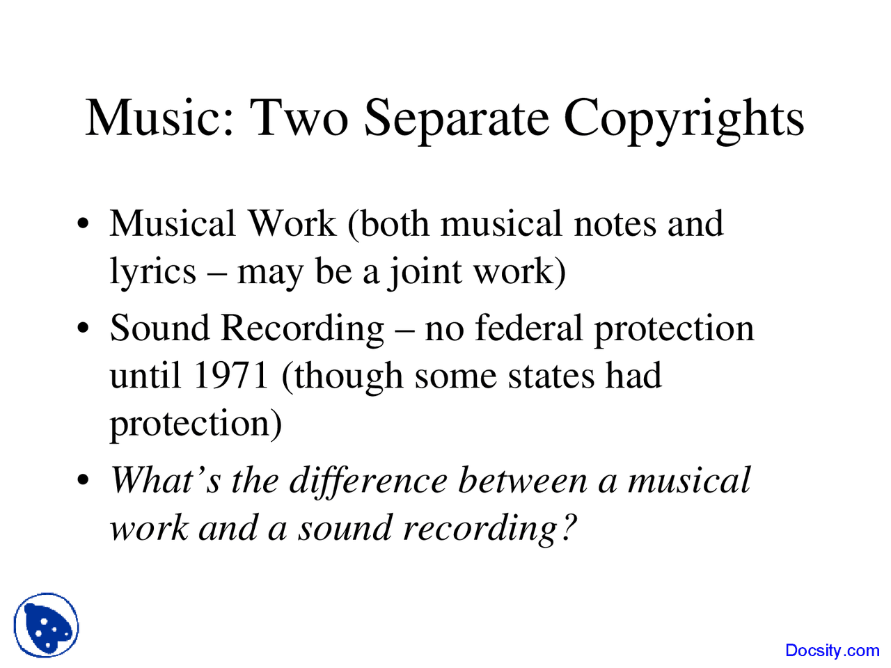 Two Separate Copyrights Copyright Law Lecture Slides Docsity