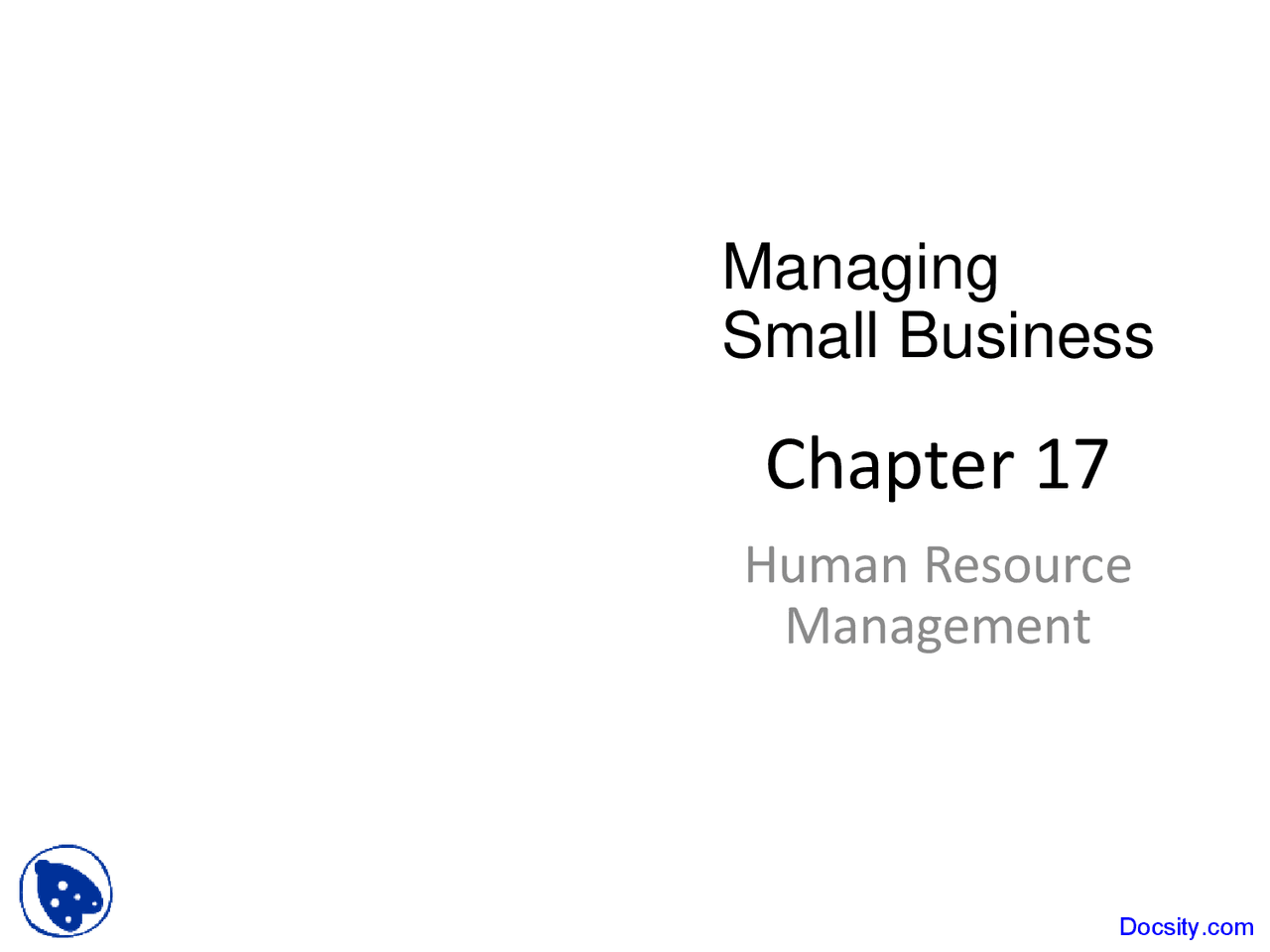 Human Resource Management Small Business Management Lecture Slides