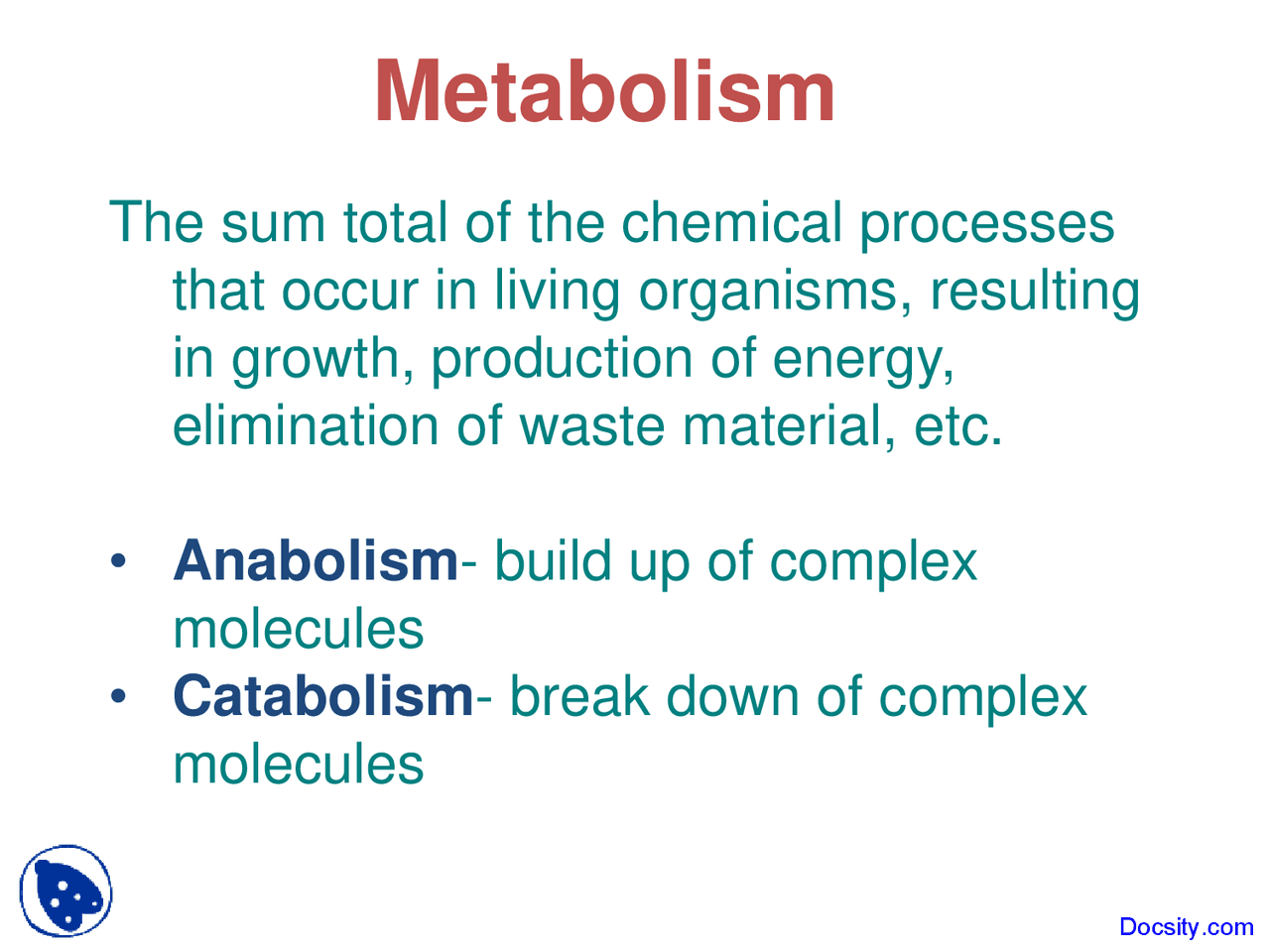 Chemical Processes in Living Organisms - Physiology and Anatomy ...