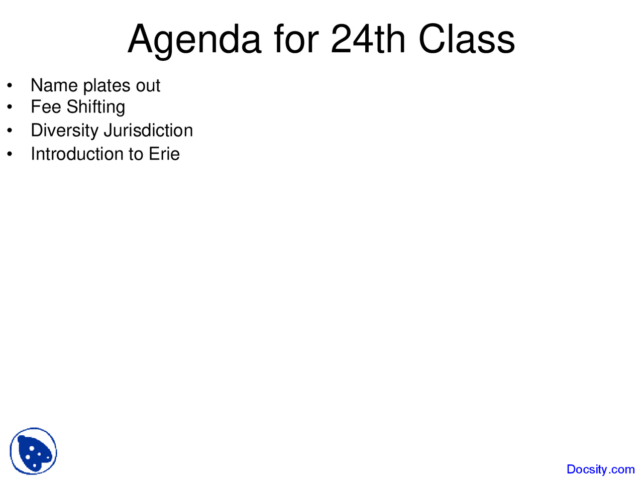 Introduction to Erie - Civil Procedure - Lecture Slides - Docsity