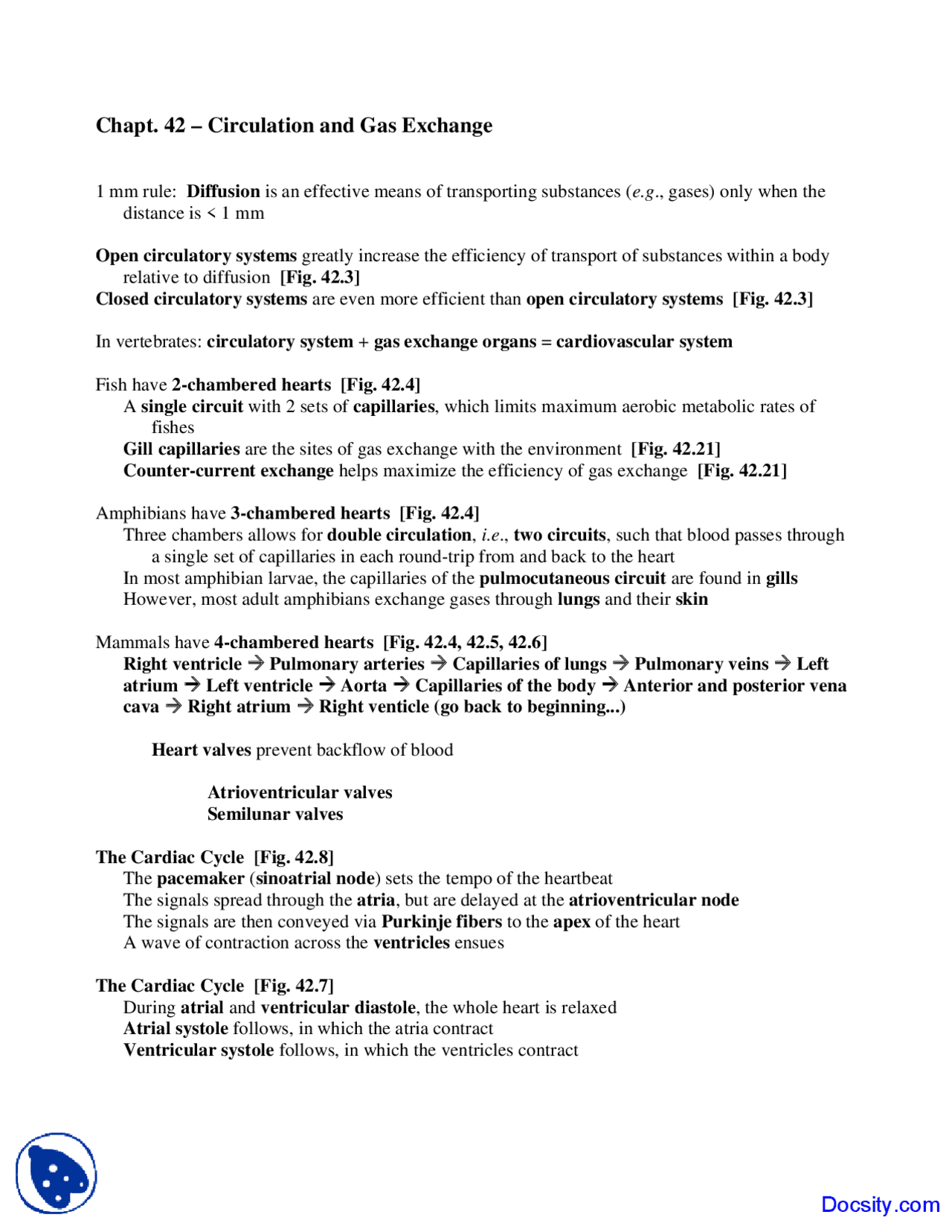 Circulation and Gas Exchange - Biology for Science - Lecture Notes ...
