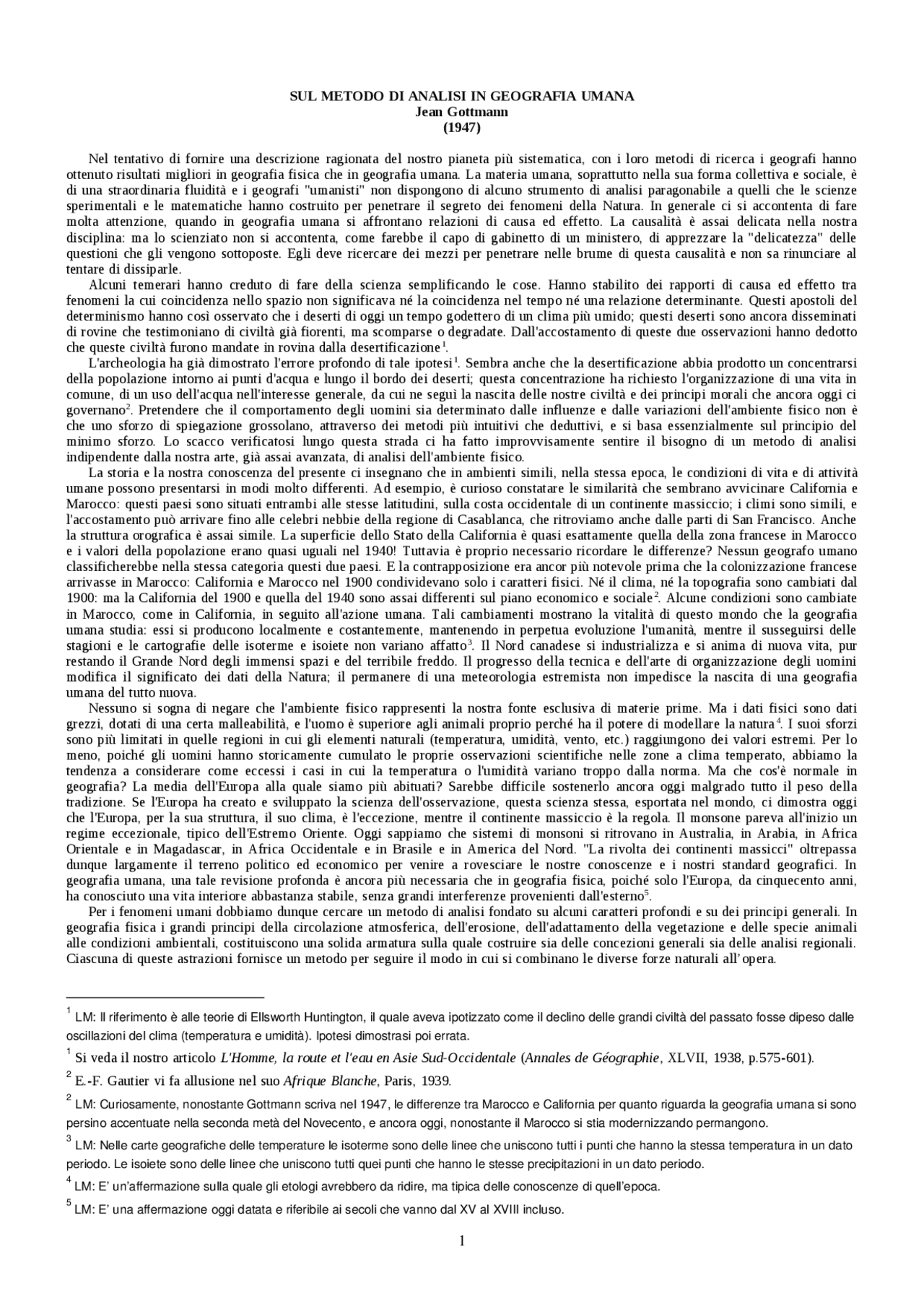 Sul metodo di analisi in geografia - Jean Gottman - Geografia economico ...