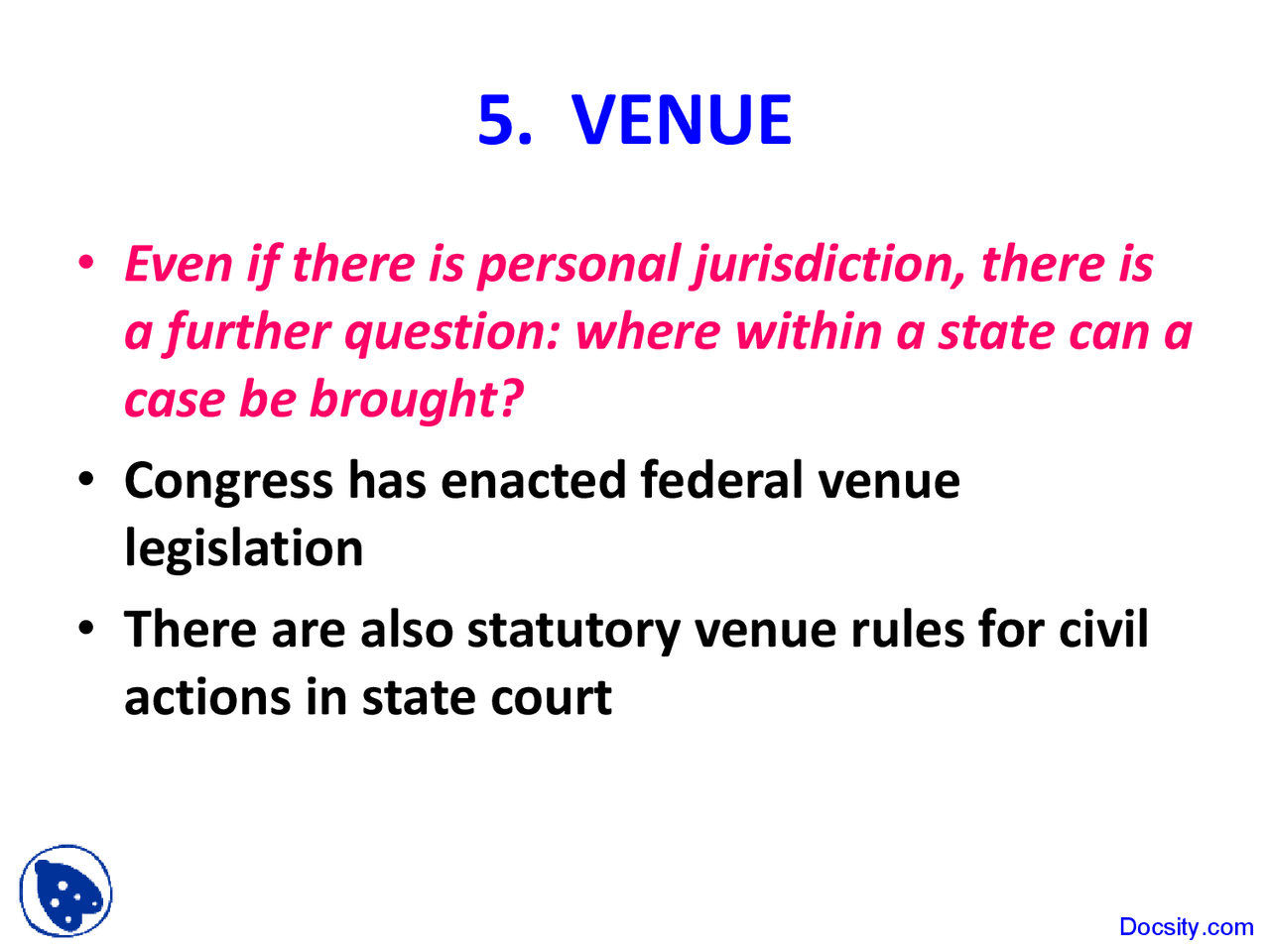 Venue Civil Procedure Lecture Slides Docsity Venue Civil Procedure Lecture Slides Docsity