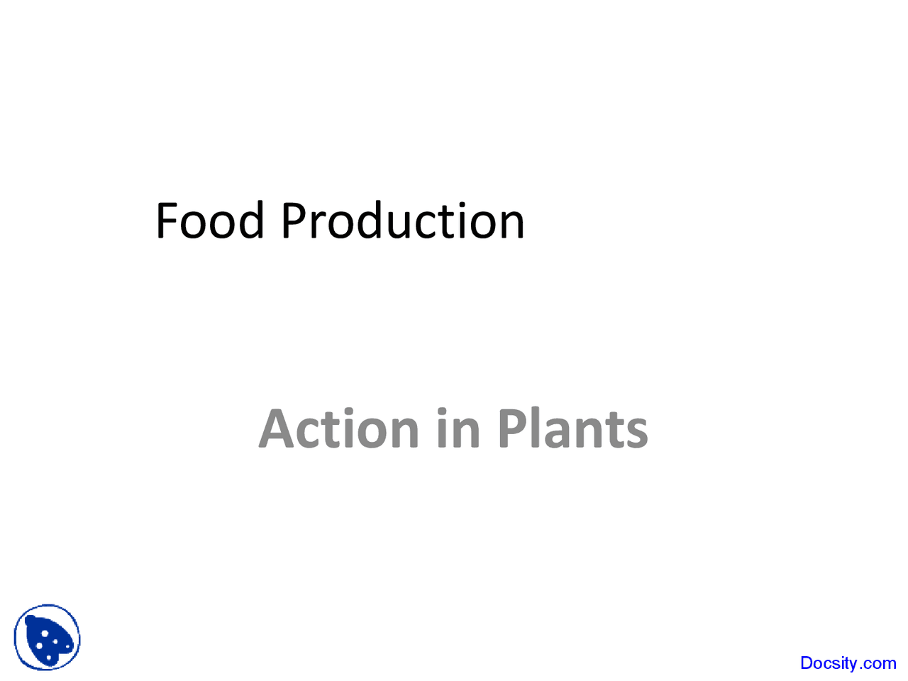 Food Production, Ecology - Biology - Lecture Slides - Docsity