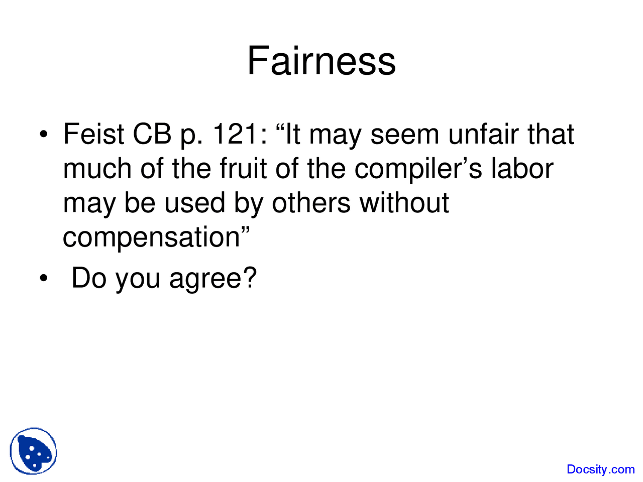 Fairness Copyright Law Lecture Slides Docsity