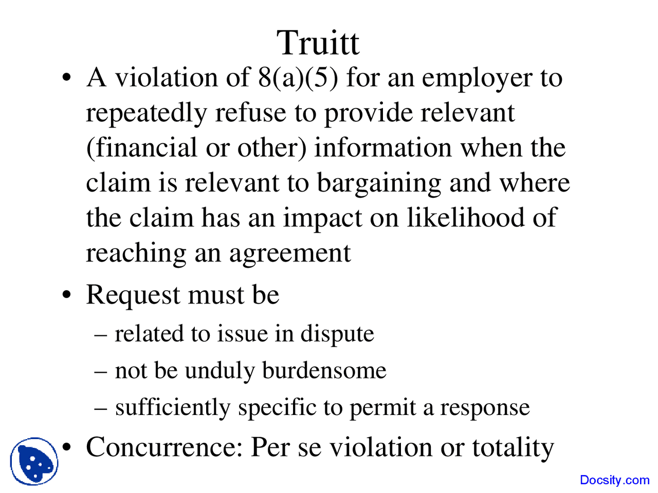 Truitt Labor Law Lecture Slides Docsity