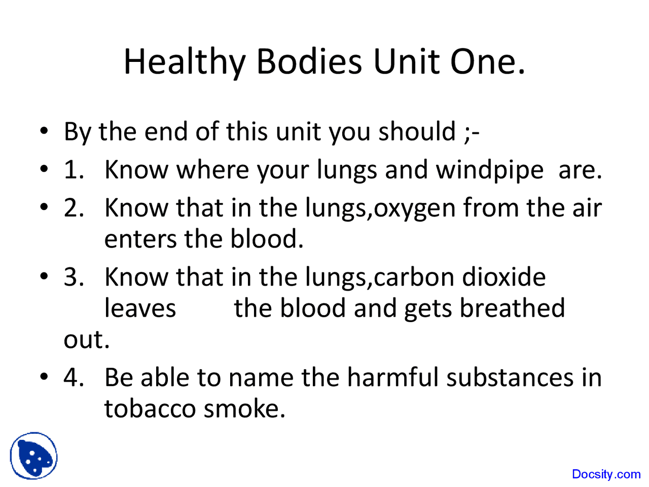 Healthy Bodies, Health and Disease - Biology - Lecture Slides - Docsity