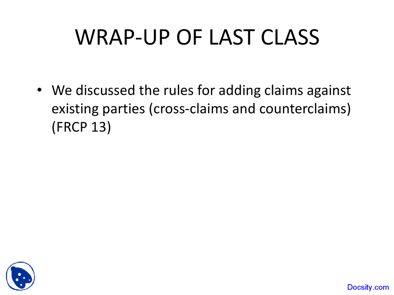 Cross Claims and Counter Claims - Civil Procedure - Lecture Slides ...