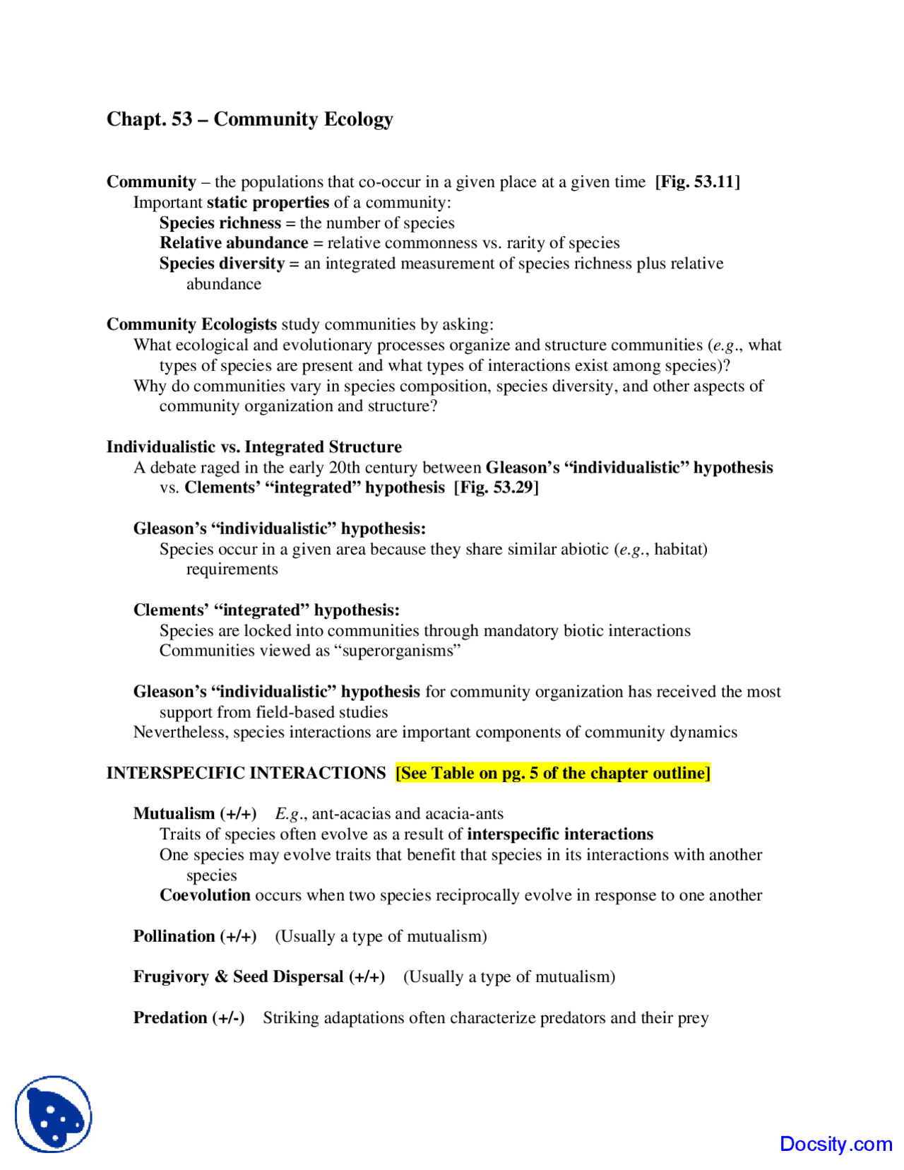 Community Ecology - Biology for Science - Lecture Notes | Study notes ...