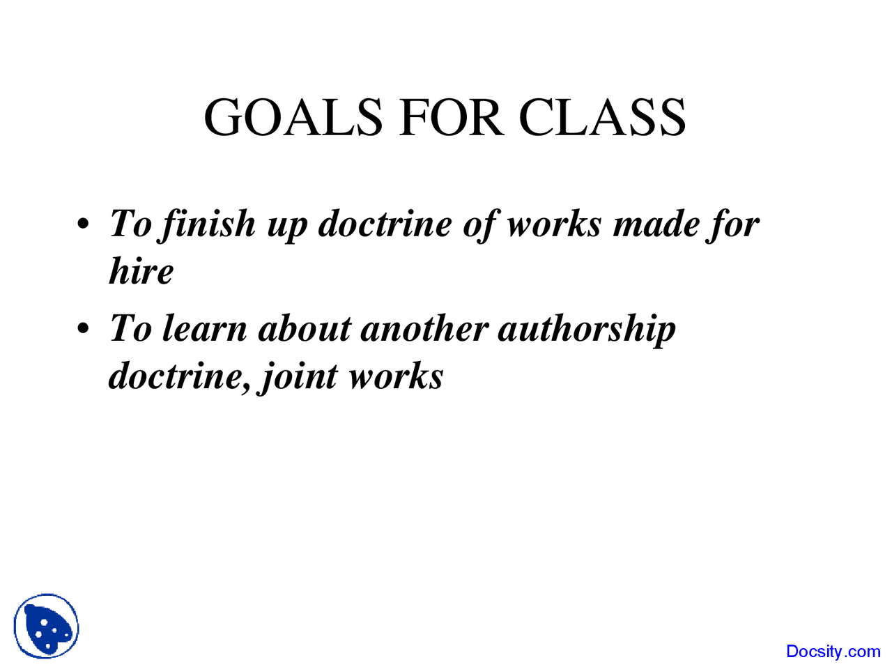 Doctrine Of Works Copyright Law Lecture Slides Docsity