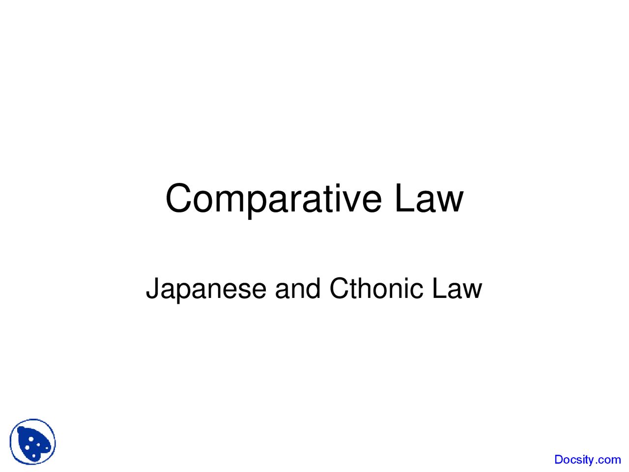 Japanese Comparative Law Lecture Slides Docsity