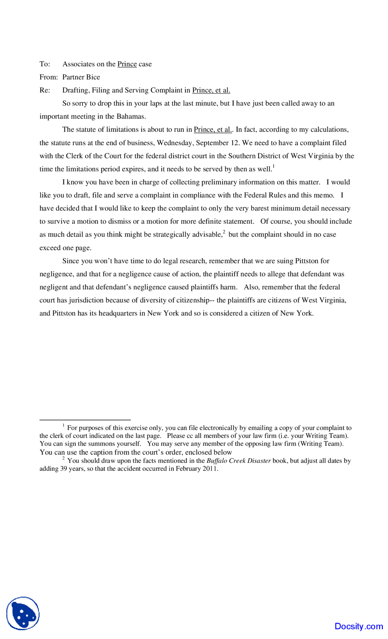Prince Case Civil Procedure Lecture Notes Docsity