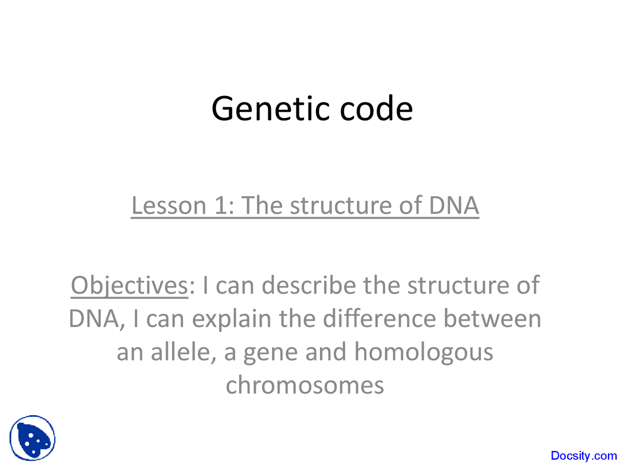 Genetic Code Genetics Biology Lecture Slides Docsity