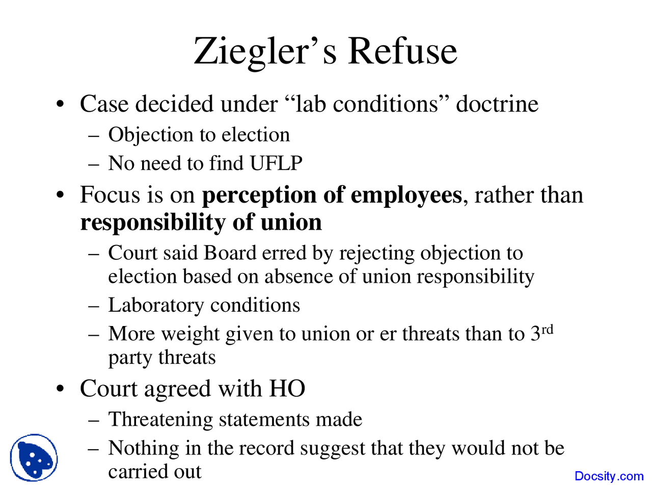 Zieglers Refuse Labor Law Lecture Slides Docsity