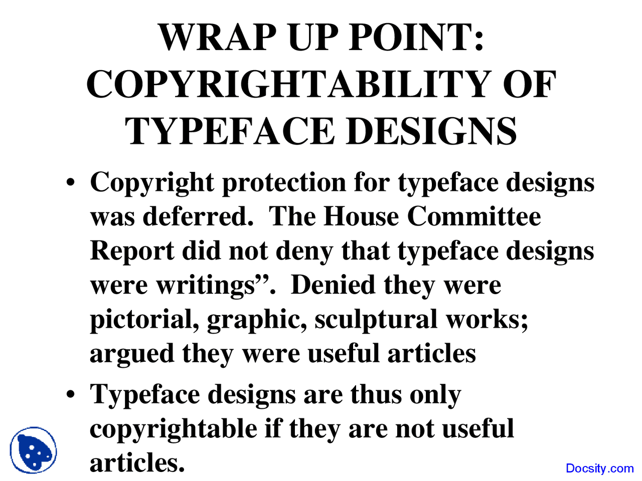 Typeface Design Copyright Law Lecture Slides Docsity