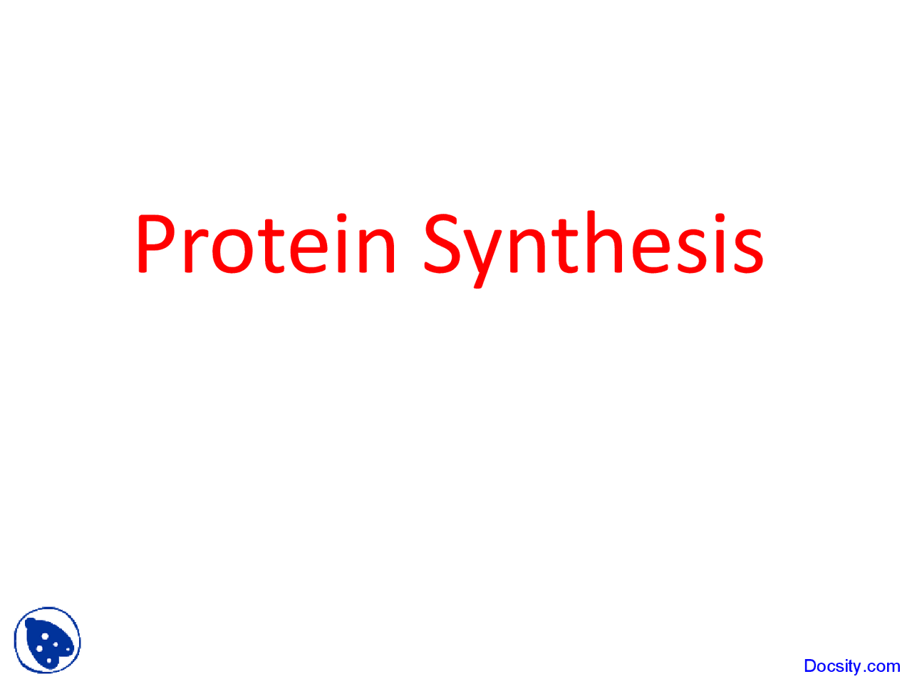 Protein Synthesis, Cell Biology - Biology - Lecture Slides - Docsity