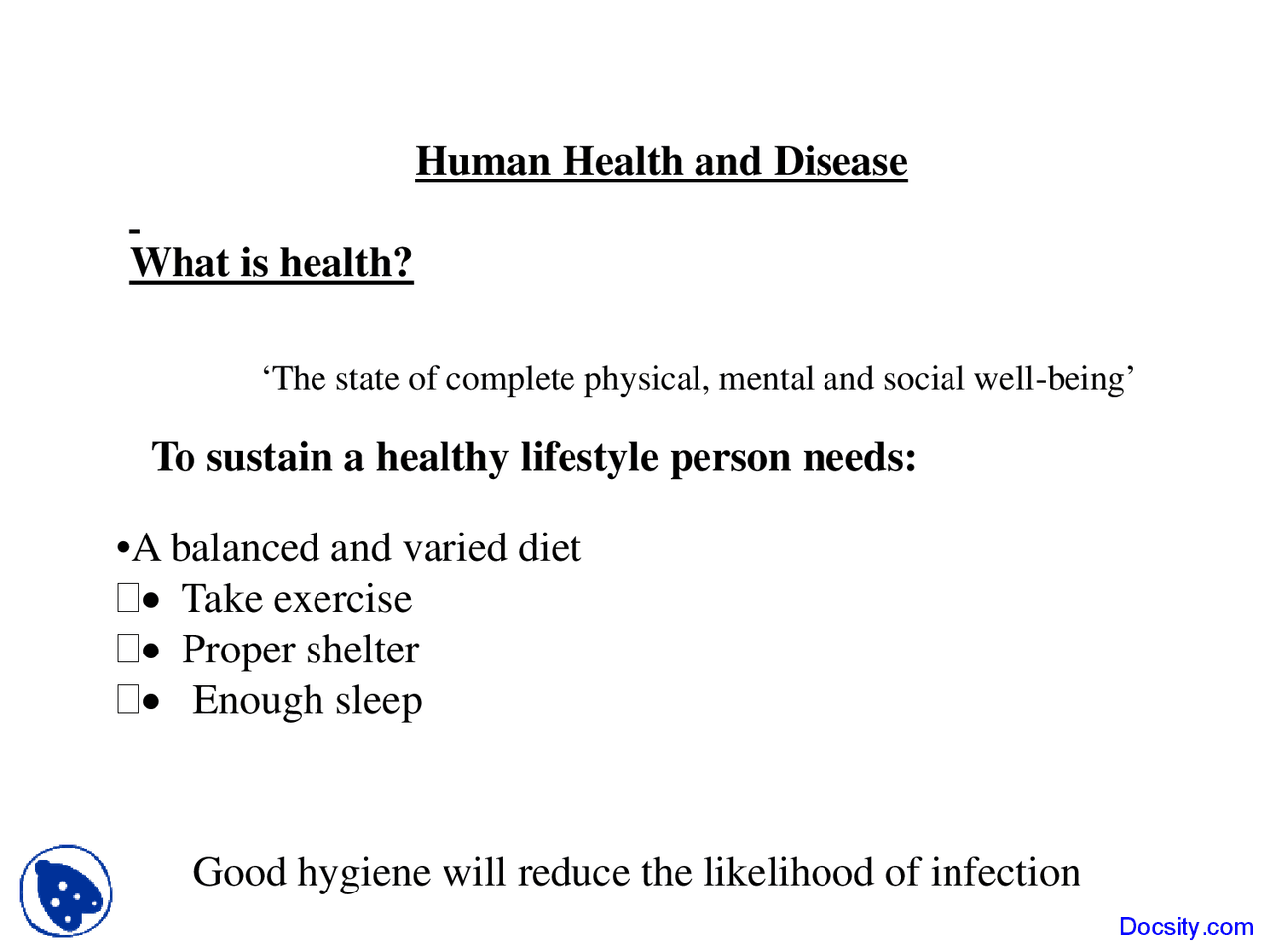 Human Health and Disease, Health and Disease - Biology - Lecture Slides ...