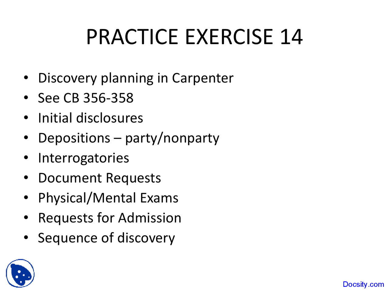 Discovery Planning In Carpenter Civil Procedure Lecture Slides