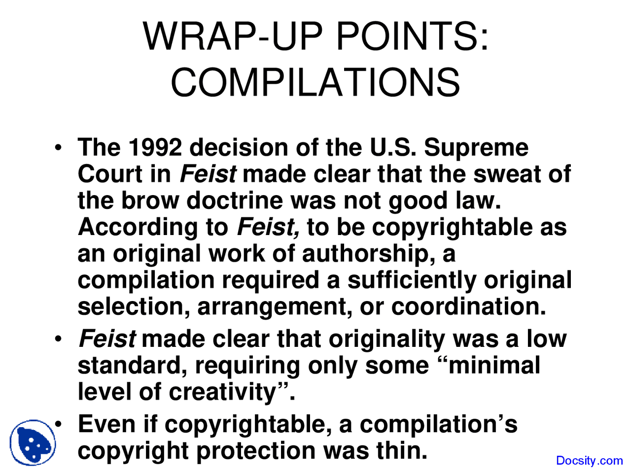 Complications Copyright Law Lecture Slides Slides Law Docsity