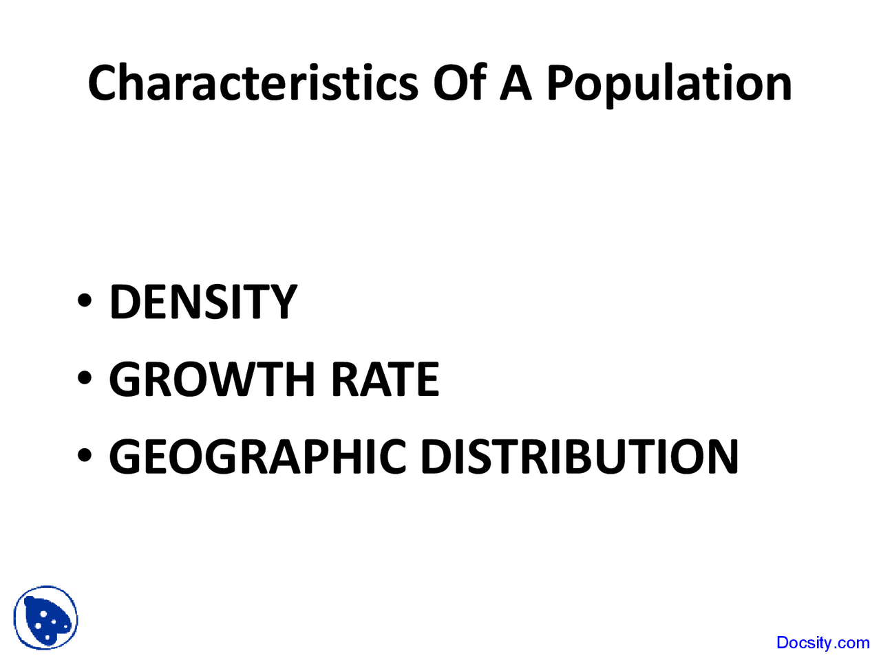 Characteristics of Population, Ecology - Biology - Lecture Slides - Docsity