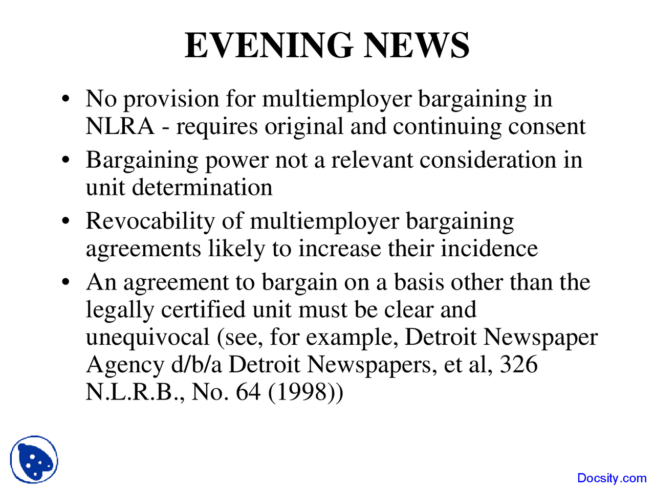 Evening News Labor Law Lecture Slides Docsity