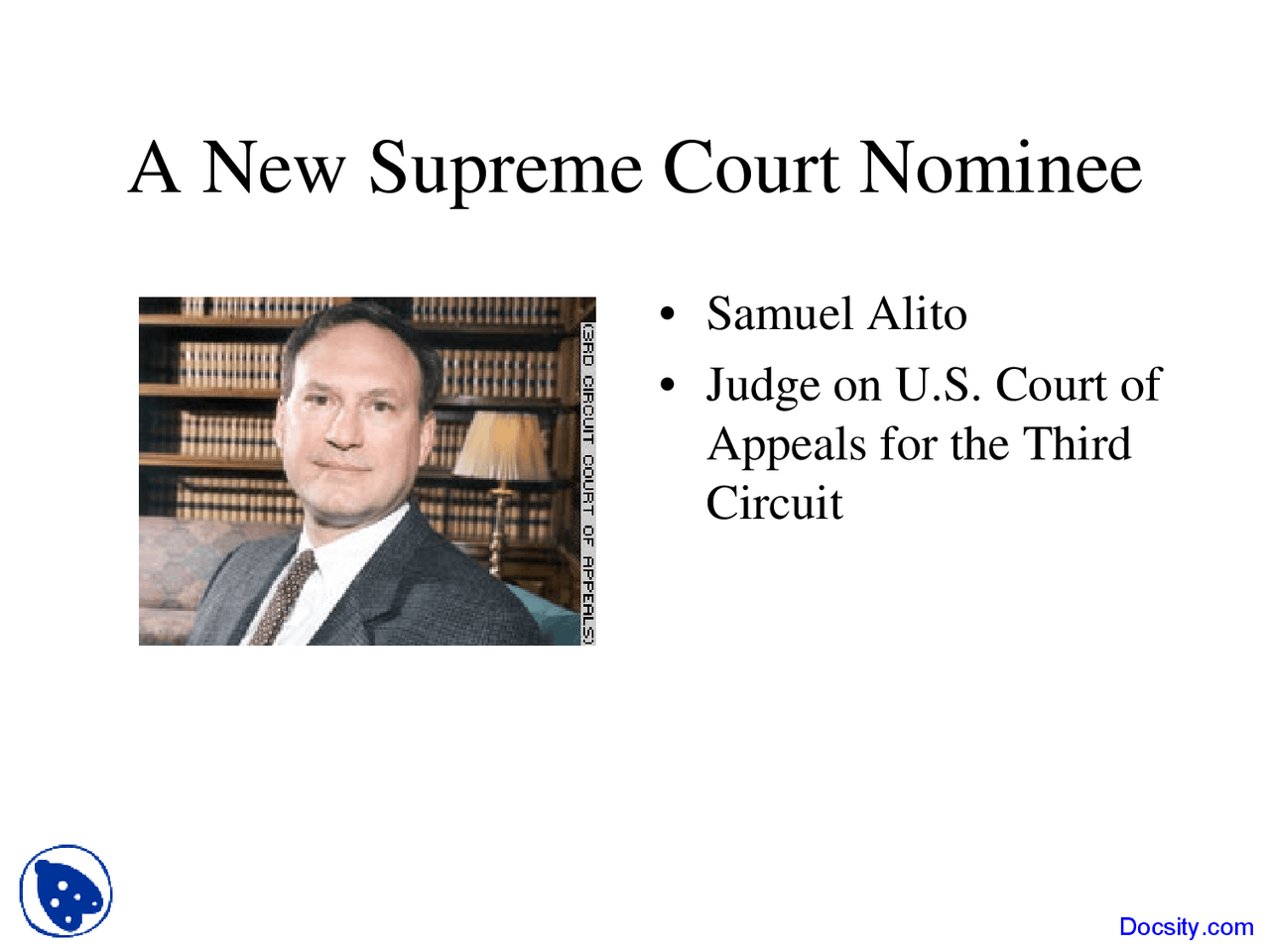 New Supreme Court Nominee - Civil Procedure - Lecture Slides - Docsity