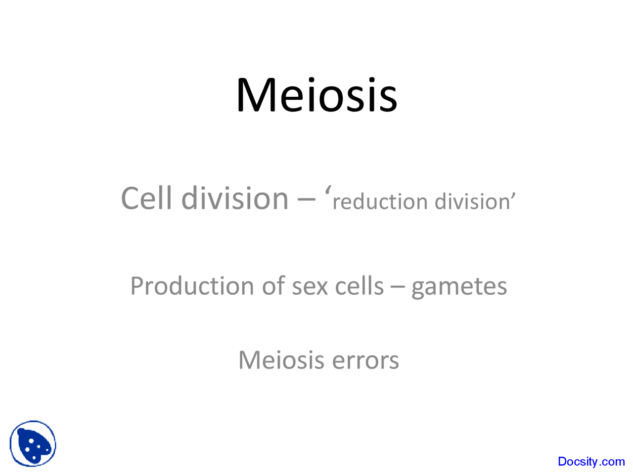 Meiosis Genetics Biology Lecture Slides Docsity