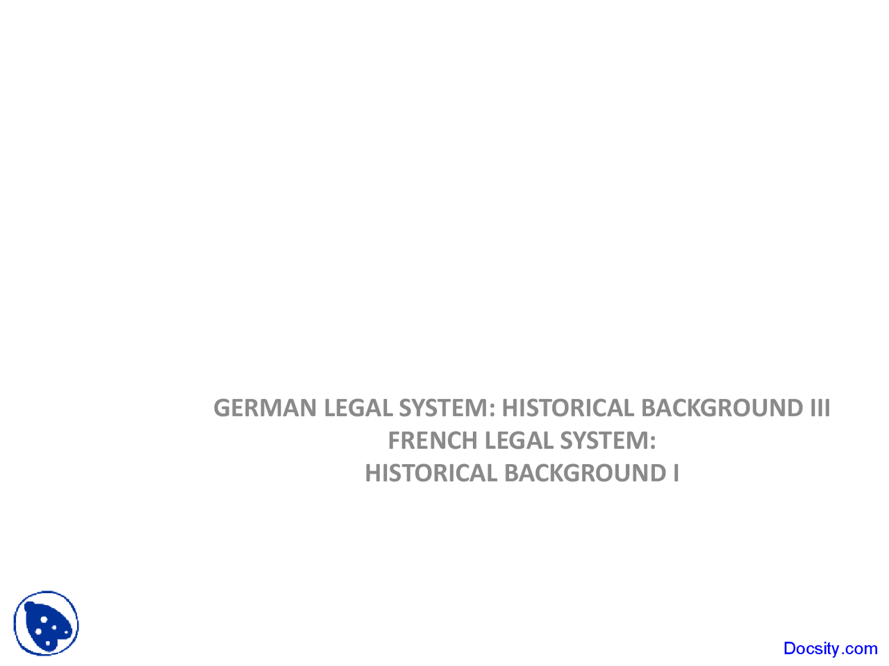 German and French Legal System - Comparative Law - Lecture Slides ...