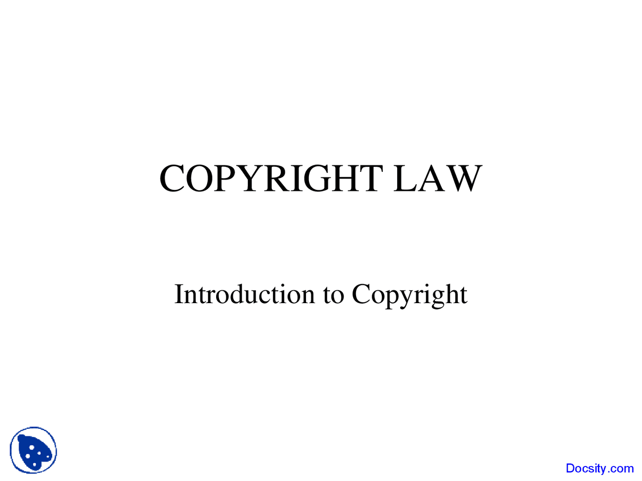 Introduction Copyright Law Lecture Slides Docsity
